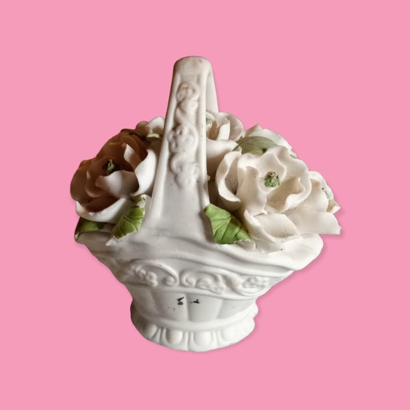 Source Unknown | Accents | Mini Milk Glass Floral Basket | Poshmark